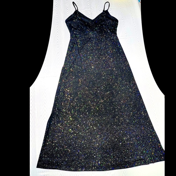 Onyx Nite | Dresses | Onyx Nite Gorgeous Black Colorful Shimmers Maxi ...